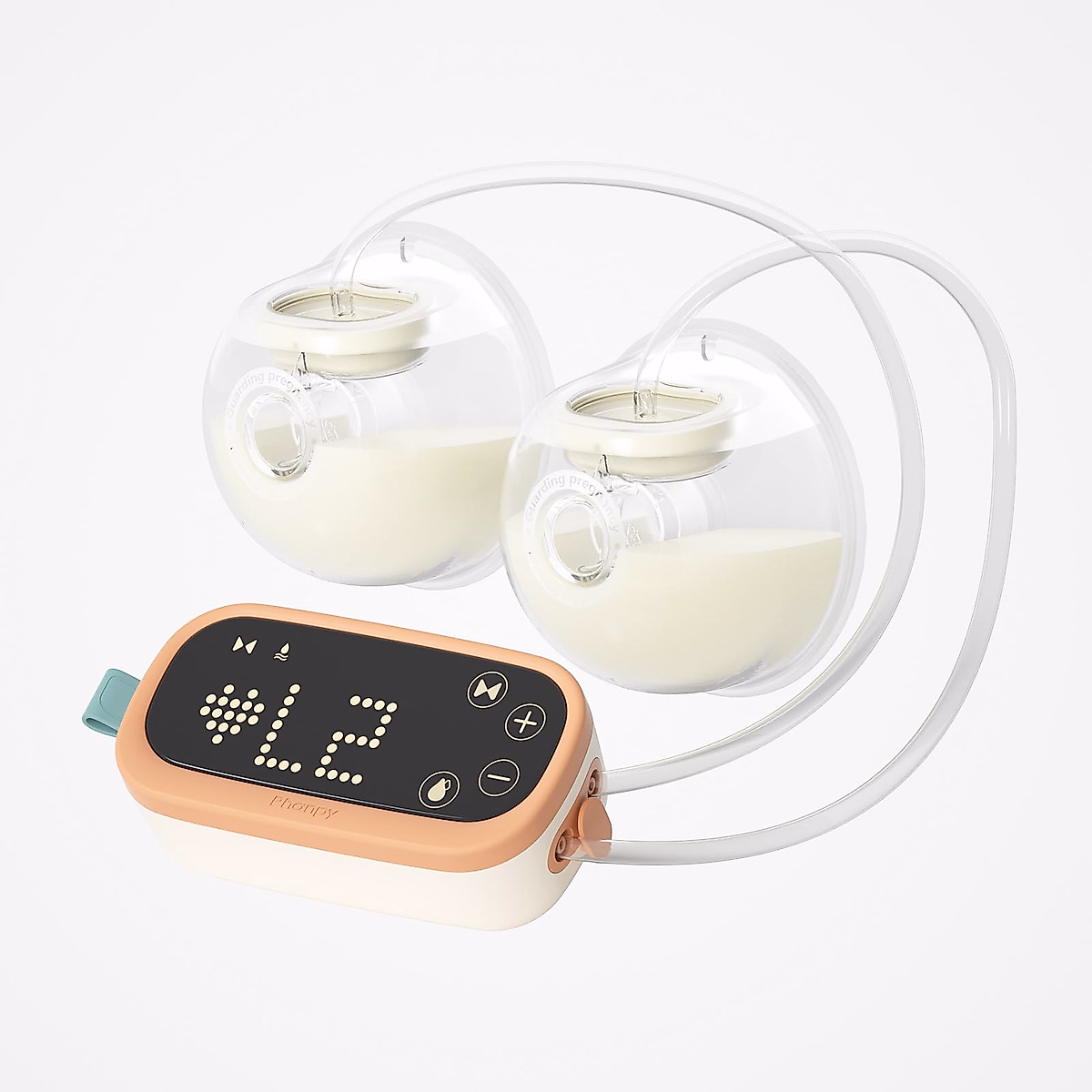 Phanpy Hands-Free Breast Pump E-Shine, Anti-Backflow Design, Smart LED Display with Various Emojis and Memory Function, Low Noise, 4 Modes 8 Levels Portable Wearable Breast Pump, 24mm&20mm Flange