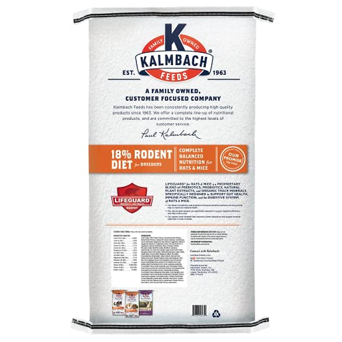 Kalmbach Feeds 18% Rodent Diet Cubed Feed for Rats and Mice in All Life Stages, 50 lb Bag