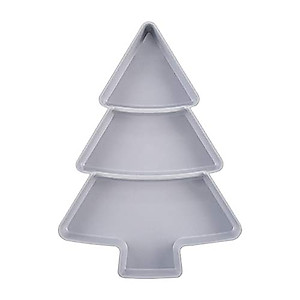 UPKOCH Fruit Plate Creative Christmas Tree Shape Dessert Plate Plastic Nuts Snacks Plates Portable Dishes Serving Tray (Grey)