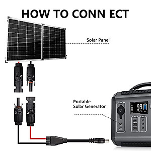 SinLoon Solar Panel Connector to DC 8mm Adapter Cable, IP68 Waterproof Y Branch Solar Extension Cable, with 5.5x2.5mm Converter Solar Cable for Solar Generator Portable Power Station (3M DC 8mm)