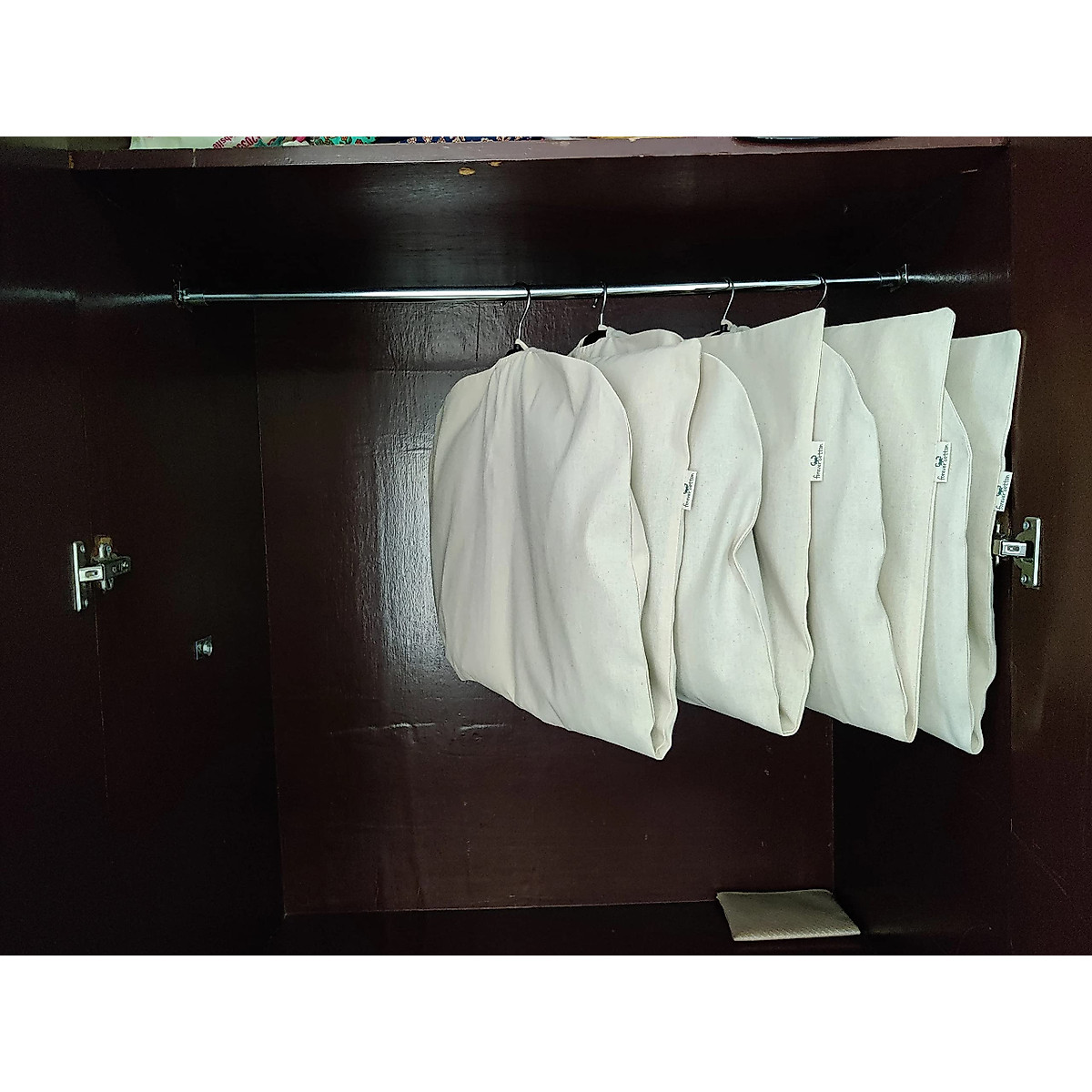 100% Cotton Canvas Garment Cover for Suits, Coats, Dresses; Travel Bag (Medium (24"x40"), Off-White)