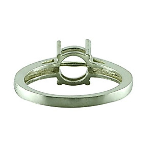 Carillon Solid 925 Sterling Silver Round 7 MM Prong Set Without Stone Solitaire Ring Semi Mount Customized Jewelry For Women (Sterling Silver, 7)