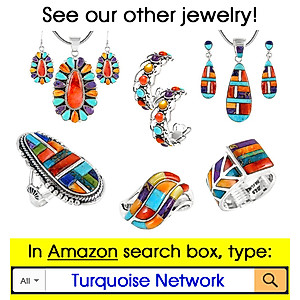 Turquoise Ring Sterling Silver 925 Genuine Gemstones Size 6 to 11 (Turquoise, 9)