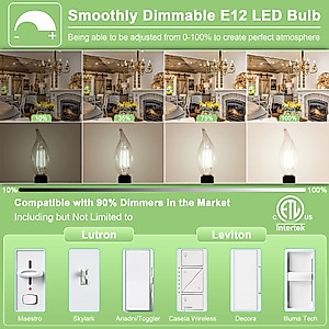 E12 LED Bulb Dimmable 60 Watt Equivalent, Golspark 4000K Natural Daylight 4W E12 Candelabra LED Light Bulbs, Small Base Type B Candle Light Bulbs for Chandelier, Ceiling Fan, Flame Tip, 550LM, 10 Pack