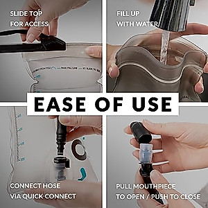 Water Buffalo Hydration Bladder - Water Bladder for Hiking Backpack - Leak Proof 2L Hydration Bladder - Water Reservoir Insulated Hose & High Flow Bite Valve - Oasis 2 Liter Hydration Bladder