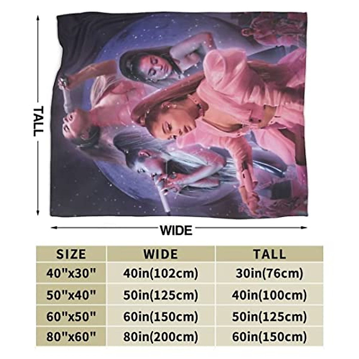 Ariana Grande Blanket Pop Singer Poster Collage Ultra Soft Flannel Fleece Blanket Super Soft Warm and Cozy for Sofa Bed Couch Travel Personalized Singer Fans Gift 60x50 in