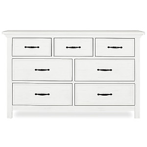 Evolur Belmar Flat 5 in 1 Convertible Crib & Double Dresser with Free 260 Coil Crib & Toddler Mattress