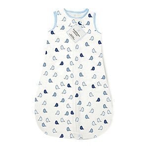 SwaddleDesigns Cotton Sleeping Sack with 2-Way Zipper, Made in USA, Premium Cotton Flannel, Pastel Blue Little Chickies, 6-12MO