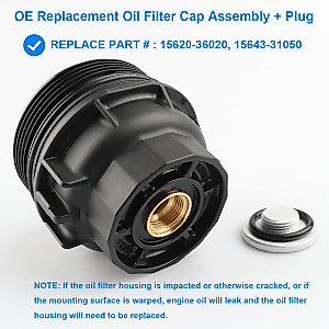 Oil Filter Housing Cap Assembly, Replaces 15620-36020, 15620-36010 Compatible with Toyota Lexus Scion - Avalon Camry Highlander RAV4 Sienna Tacoma Venza, ES300h NX300h RC350 RX350 RX450h, tC, More