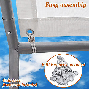 Strong Camel 10'x20' Carport Replacement Canopy Cover for Tent Top Garage Shelter Cover with Ball Bungees (Only Cover, Frame is not Included)