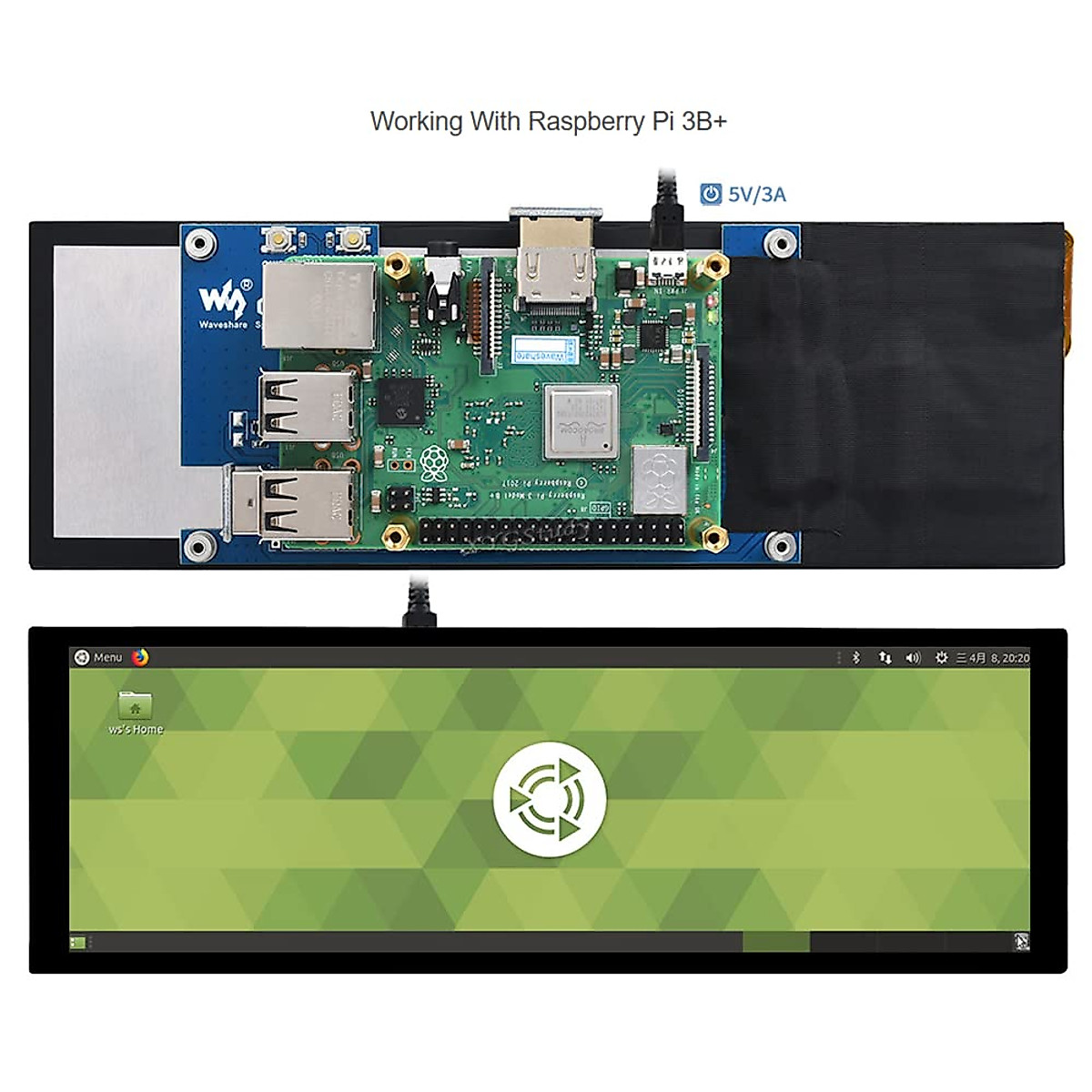 7.9 inch Raspberry Pi IPS Capacitive HDMI LCD 400×1280 Touch Screen Display Monitor Toughened Glass Panel Supports Raspberry Pi 4 3 2 Model B B+ A+ Jetson Nano Windows 10/8.1/8 / 7 @XYGStudy