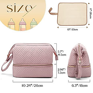 Fasrom Wearable Breast Pump Bag Compatible with Willow, Elvie Pumps and Medela Pump in Style, Double Layer Carrying Case with Waterproof Mat and Insulated Pockets, Pink (Patent Design)