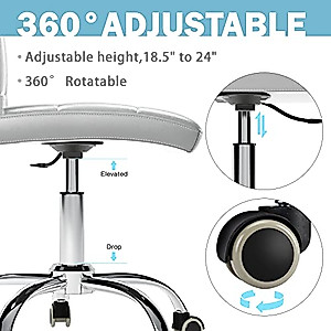 OUTMASTER 360° Office Desk Chair,PU Adjustable Rolling Task Chair with Backrest for Barber,Office,Home, Computer,360° Swivel,Armless