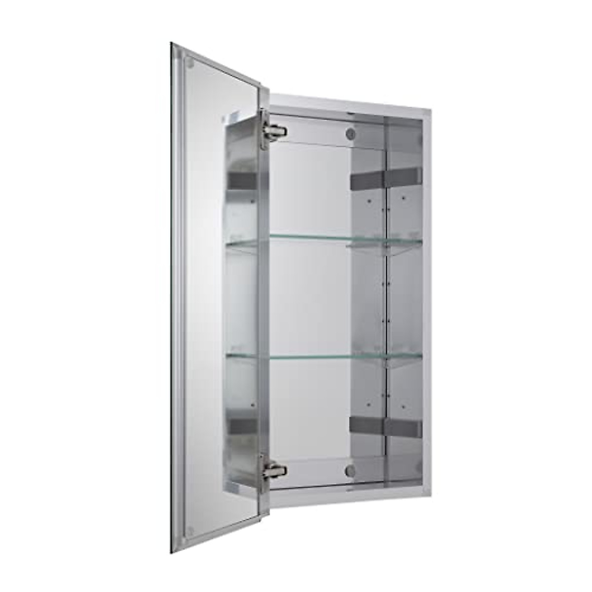 Croydex Mallard Single Door, Recessed or Surface Mount, Hang 'n' Lock Easy Installation Medicine Cabinet, 15W x 26H, Aluminum