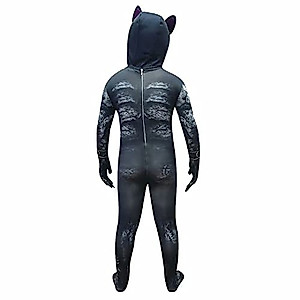 Lgandpg Kids Black Cat Costume - Boys Girls Halloween Cartoon Character Cosplay Dress Up Jumpsuit Bodysuit