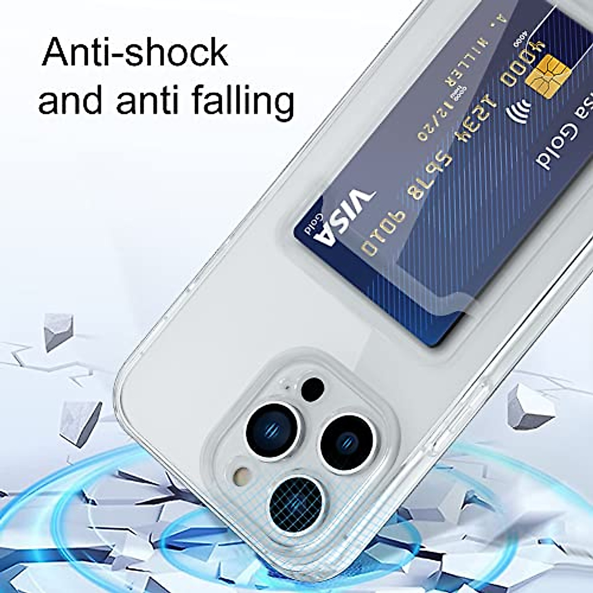 tharlet Compatible with iPhone 13 Pro Max Wallet Clear Case with Card Holder, Non-Yellowing Phone Case, Precision Cut-Outs and TPU Bumper for Shock Absorption, Anti-Scratch Smudge-Proof (Matte Clear)