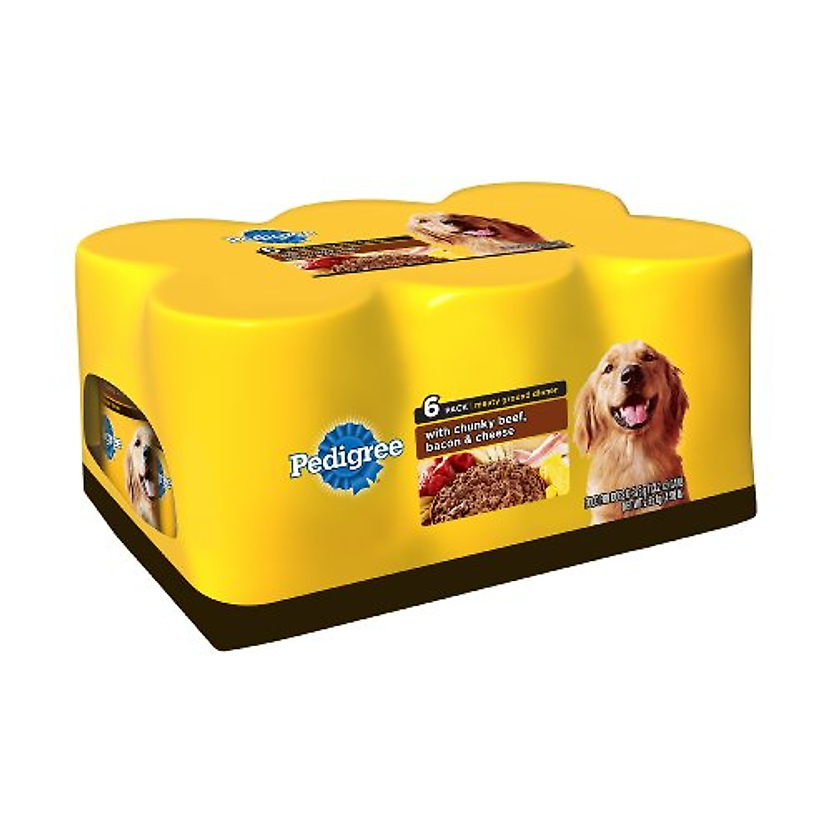 Pedigree Meaty Ground Dinner Beef, Bacon & Cheese Canned Dog Food 13.2 Ounces (Four 6-Can Cases)