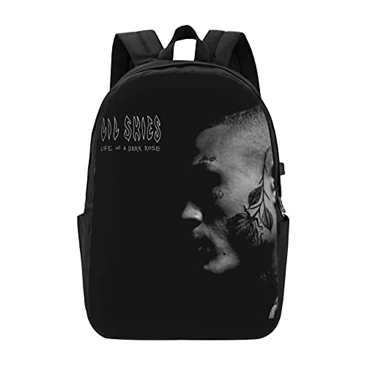 DaniBrant Lil Skies Life of a Dark Rose 17 in Backpack USB Charger Bookbag Laptop Bag Bookbag Unisex Student Adult Classic Fashion Backpack