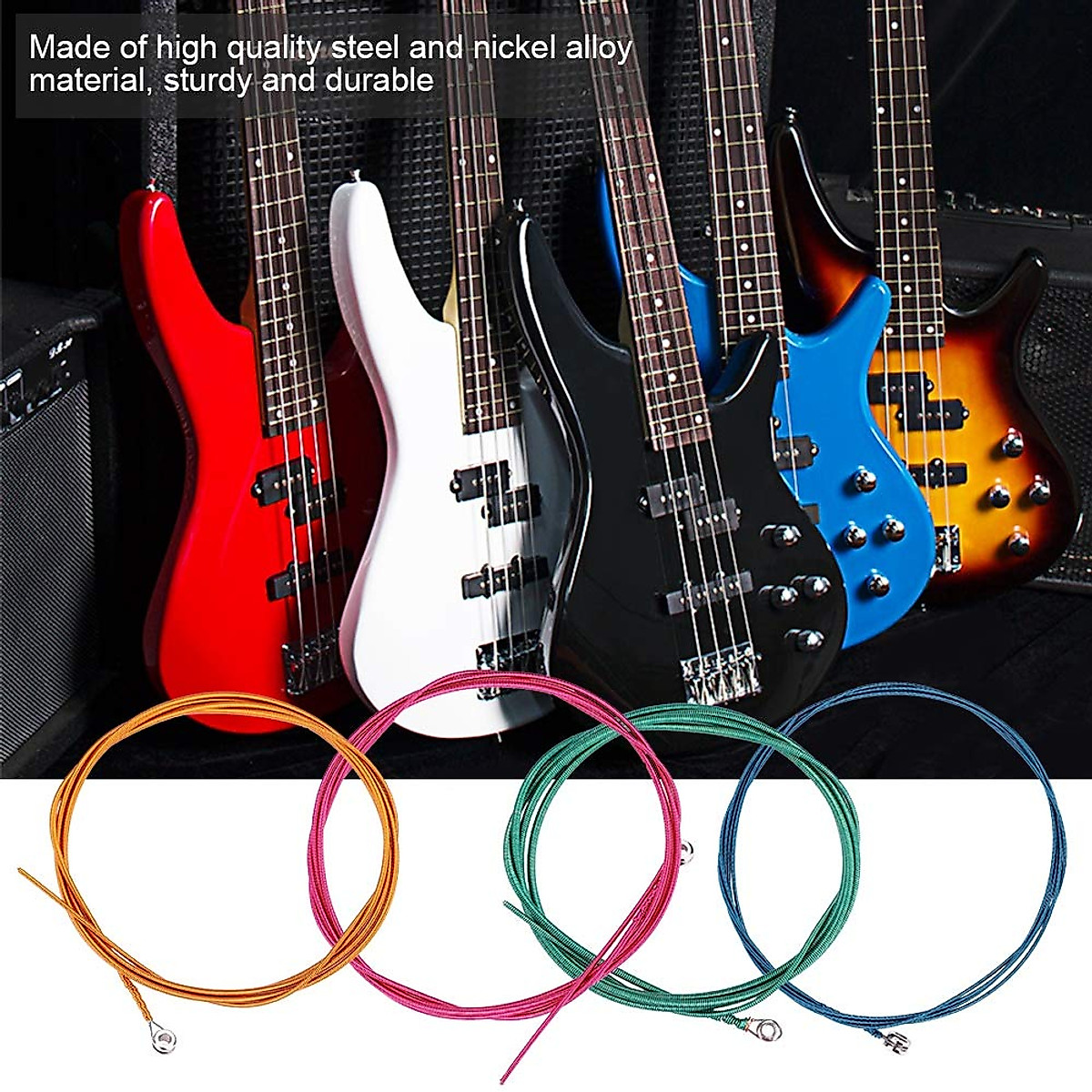 Electric Bass Guitar Strings Colorful Guitar String Alloy Wound Electric Bass Strings Accessories