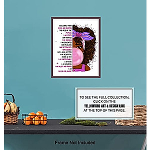 African American Girl Wall Art - Black Art - Inspirational Positive Quotes Wall Decor - Positive Affirmations Poster - Pink Little Girls Bedroom Decor - Toddler Girls Room Decor - Black Girl Magic