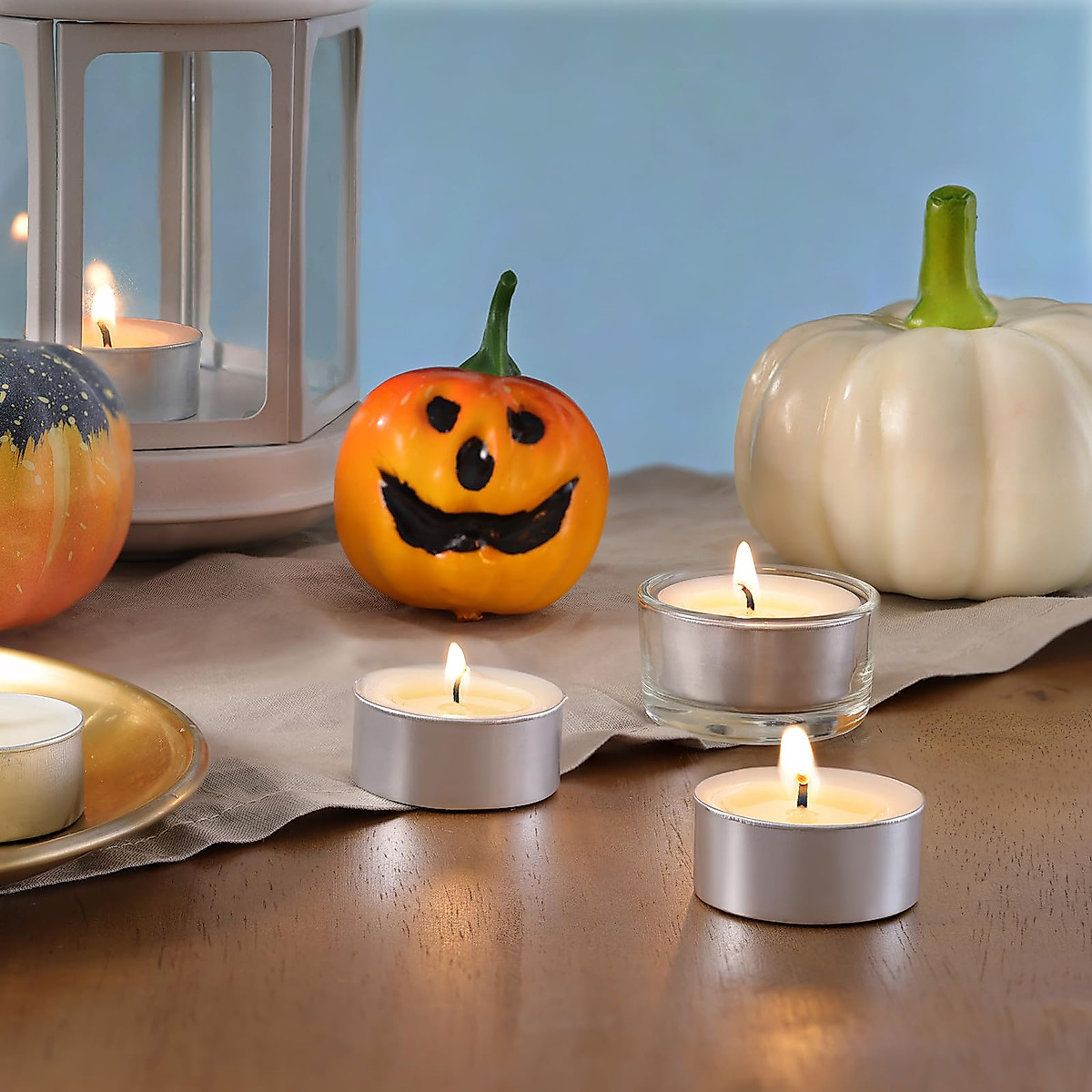 DEVI 6H Soy Wax White Tea Lights Candles 100 Pack Paraffin-Free, Soy Tealight Votive Candles Bulk-6 Hours Long Burning, Unscented Small Tea Candles-Burn Evenly, Candles for Boho Fall Decor