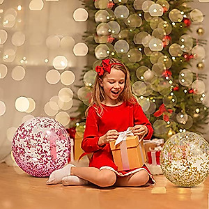 NC Glitter Beach Balls 24 Inch 3 Pack, Inflatable Beach Ball with Confetti Glitters Beach Toys for Kids Adults Airtight Swimming Pool Balls Colorful Summer Party Favors Outdoor Water Games (Blue)