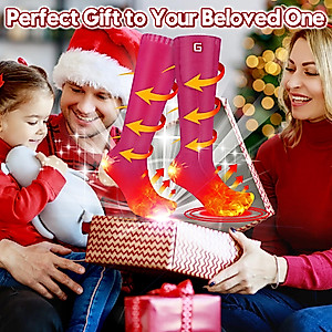 Autocastle Women Girls Battery Socks Rechargeable Electric Heated Socks,Battery Powered Heat Insulated Socks Kit Winter Warm Thermal Heating Socks,Cold Weather Battery Sock Ski Hunt Foot Warmer,Pink