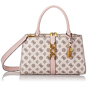 Guess Women's GUESS Briana Girlfriend Medium Satchel Crossbody Tote Bag Handbag - Cream Logo
