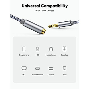 oldboytech 2 Pack Headphone Extension Cable, 3.5mm Extension [6.6ft/2M, Hi-Fi] Nylon-Braided Male to Female AUX Extension Cord Compatible with iPad iPod Speaker Smartphone Tablets & More