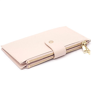 neyrat Slim wallet for women, Bifold multi card case zipper coin purse,RFID Blocking wallets with checkbook holder,With gift box (Beige)