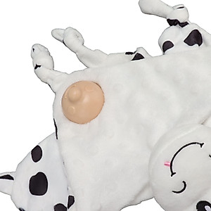 Baby Security Blanket, A Cartoon Quilt, Loveys for Babies, Baby Lovey A Soft Plush Quilt with A Nipple for Children from 3 Months (Cow)