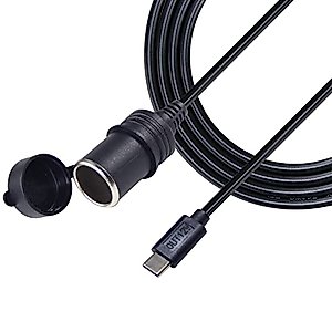 QIUCABLE USB C to Cigarette Lighter Adapter - 3ft 12V USB Type-C Male Plug to Cigarette Lighter Adapter Cable, 12 Volt USB-PD to Car Cigar Adapter Female Socket Power Cable