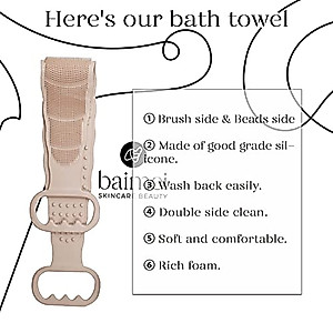 BAIMEI Shower Silicone Back Scrubber, Handle Body Washer, Exfoliating Texture Scrubbing Pad for Shower (Pink)