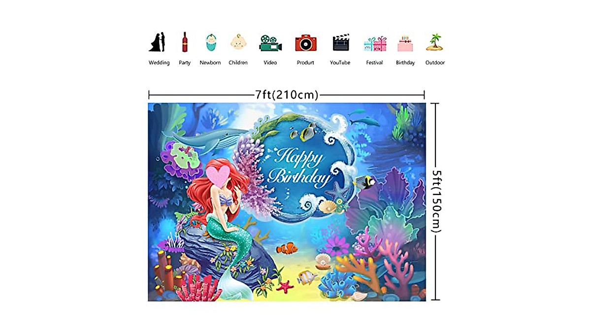 Dost Mermaid Themed Backdrop for Birthday Parties
