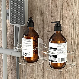 Swvzwy Acrylic Bathroom Adhesive Shelves,No Drill,Will Not Damage Bathroom Tiles, Renter Friendly Shelves