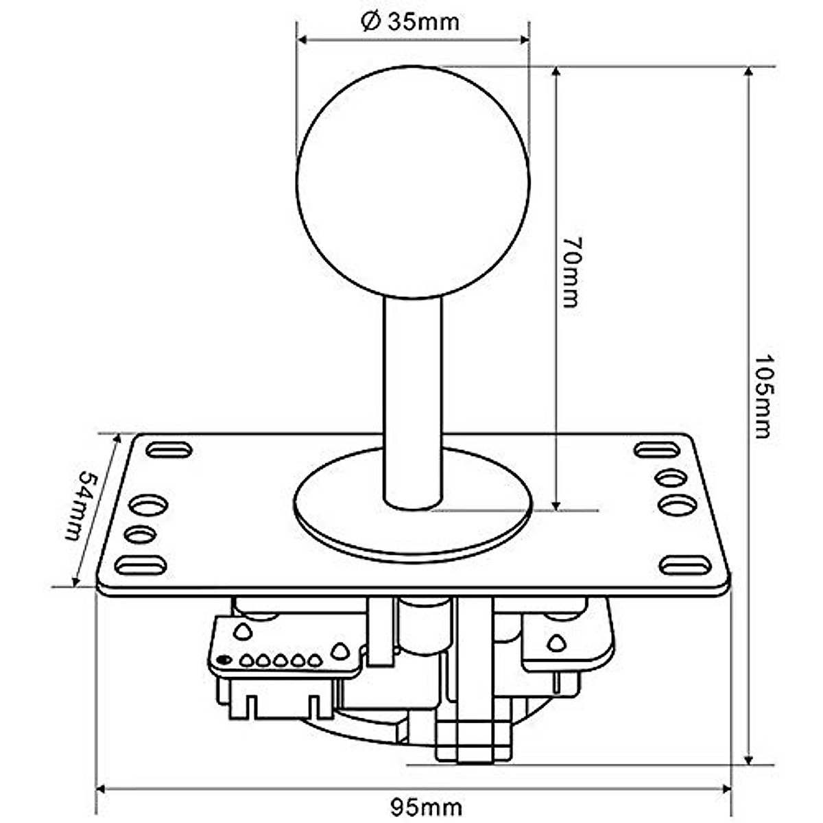 SANWA JLF-TP-8YT Joystick + Sanwa 8 pcs OBSF-30 Push Button Bundle Kit White - for Arcade Game 4 & 8 Way Adjustable, Compatible with Catz Mad SF4 Tournament Joystick (White Ball Top) S@NWA