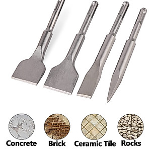 Vearter SDS Plus Shank Electric Hammer Masonry Point Groove Flat Chisel Drill Bit for Tile Cement Concrete Brick Stone…