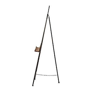 Deco 79 Metal Display Easel Large Adjustable Floor Standing Easel with Chain Support and Wood Tray, Display Stand 16' x 18' x 52', Black