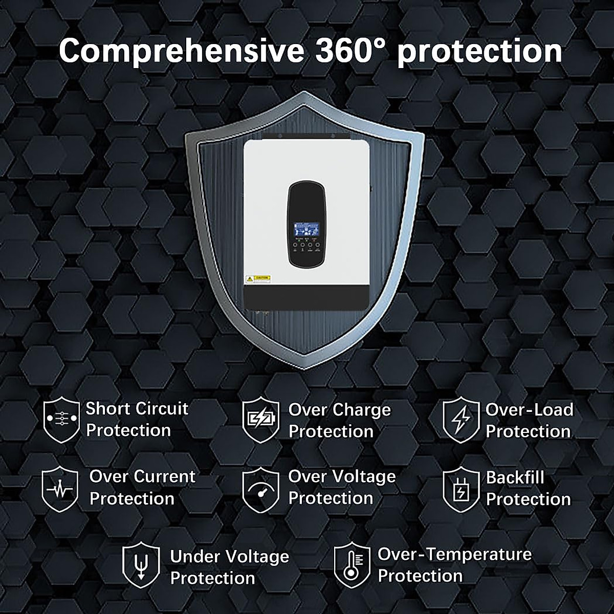 Y&H 2200W Solar Hybrid Inverter DC12V to AC230V,Off-Grid Pure Sine Wave Inverter with 80A MPPT Solar Charger+AC Charger,Max PV 2000W DC55-450V Input,fit for 12V Lead-Acid/Lithium Battery