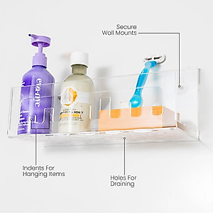 ANGORA BRANDS Acrylic Shower Shelves | Bathroom Shower Caddy Organizer | No Drilling, Adhesive Wall-Mounted Floating Shelves | 2 Pack Tranparent Shelf Organizer For Storage & Display by Cotea