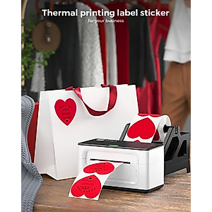 MUNBYN 3" Heart Thermal Stickers, Heart-Shaped Adhesive Sticker Labels, Red Love Thermal Labels for Gift, Wedding, Anniversary, Valentine's Day, Small Business 400 Labels/Roll