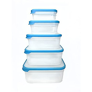HELSIM Blue 10-Piece Containers Set with Lids for Storage, Lunch, and Meal Prep, Dishwasher & Microwave Safe