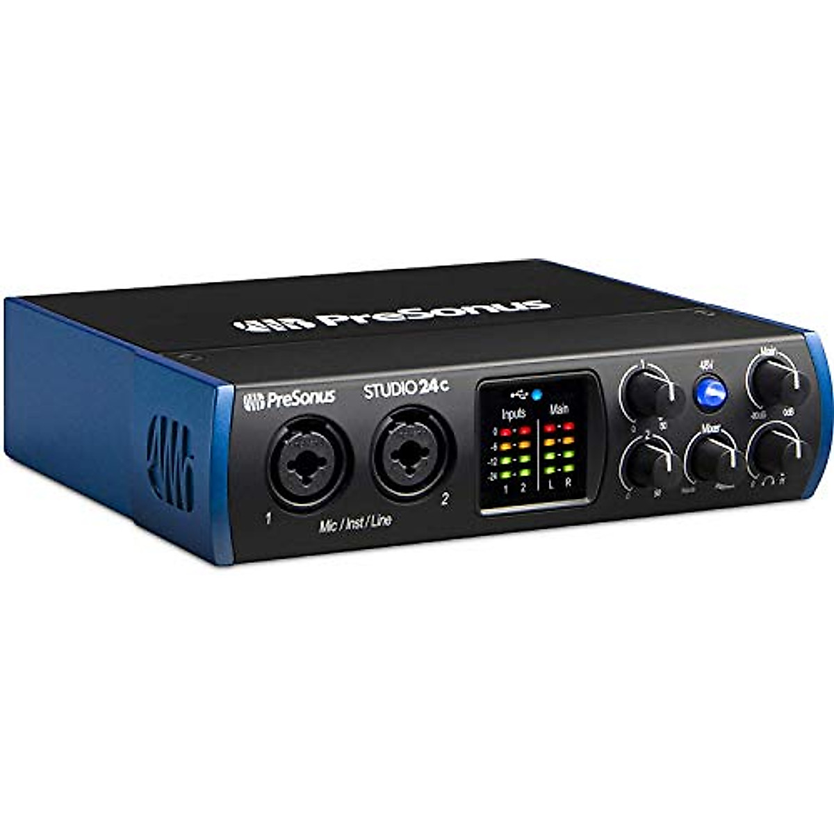 PreSonus Studio 24c 2x2 USB Type-C Audio/MIDI Interface and Studio One Artist Software kit with Condenser Microphone Shockmount, and XLR Cable