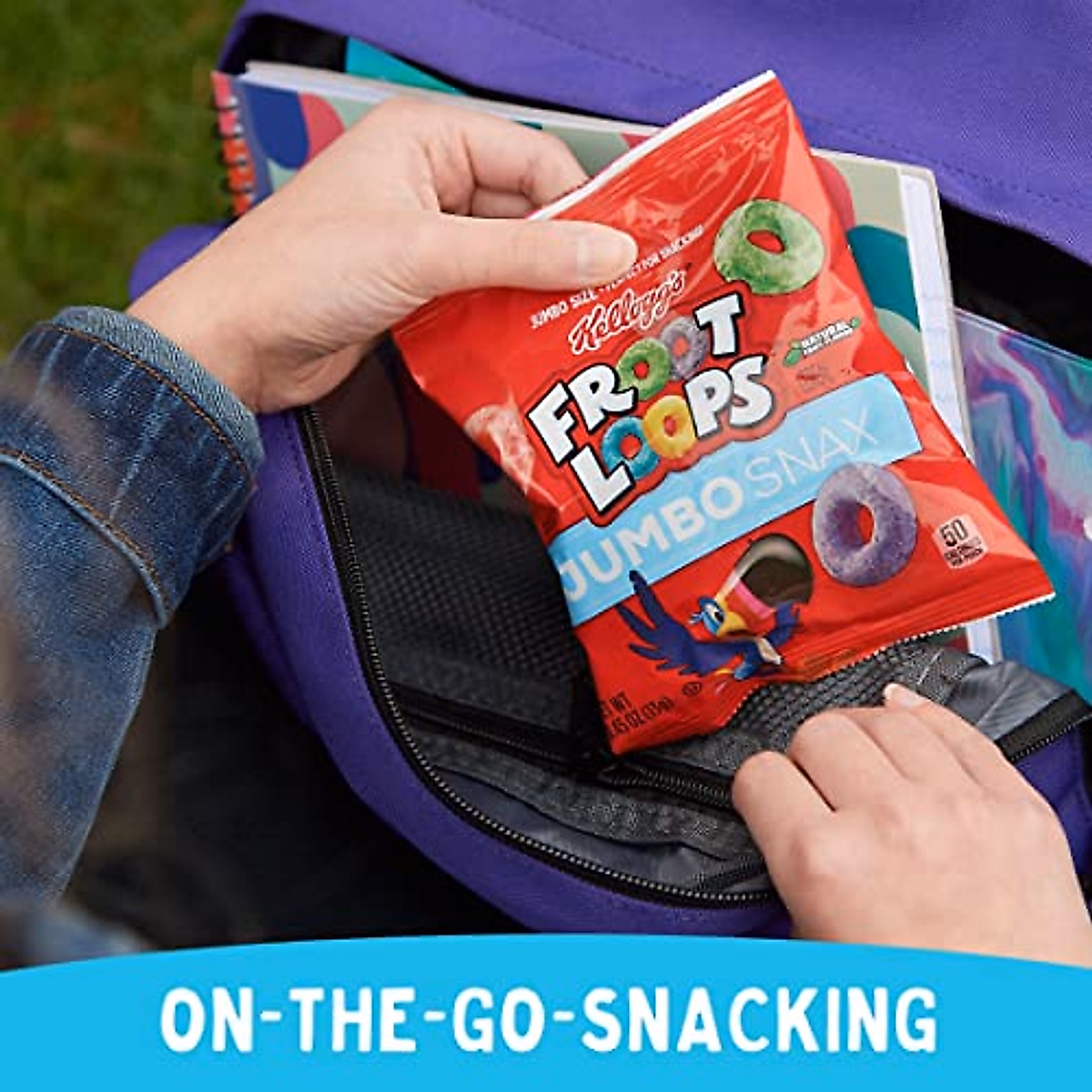 Froot Loops Jumbo Snax Cereal Snacks, Kids Snacks, Fruit Flavored, Original (4 Boxes, 48 Pouches)