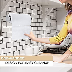 Kitchen roll holder -Single Hand Operable Paper Towel Holder Under Cabinet New Upgrade adjustable length Paper Towels Roll Holder Adhesive Paper Towel Rack Wall Mount Kitchen Rolls Organizer Dispenser