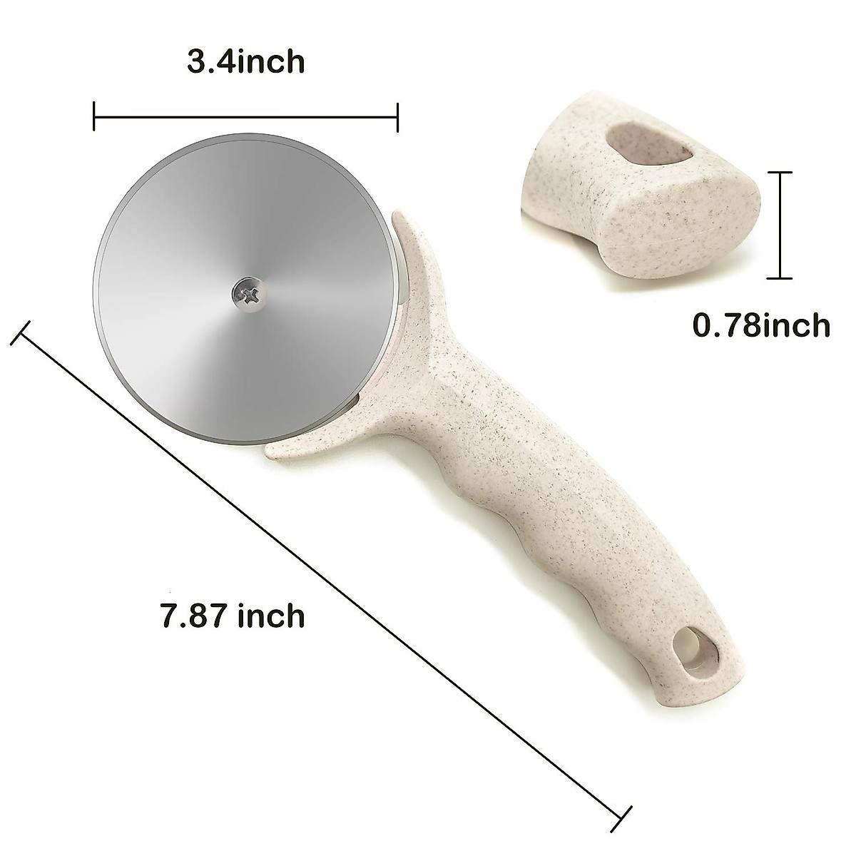 HELEERON Pizza Cutter Wheel, Stainless Steel Pizza Cutter with Cover, Super Sharp Pizza Slicer-Dishwasher safe,Smooth Rotating Pizza Wheel Safe with Healthy Material（Beige）