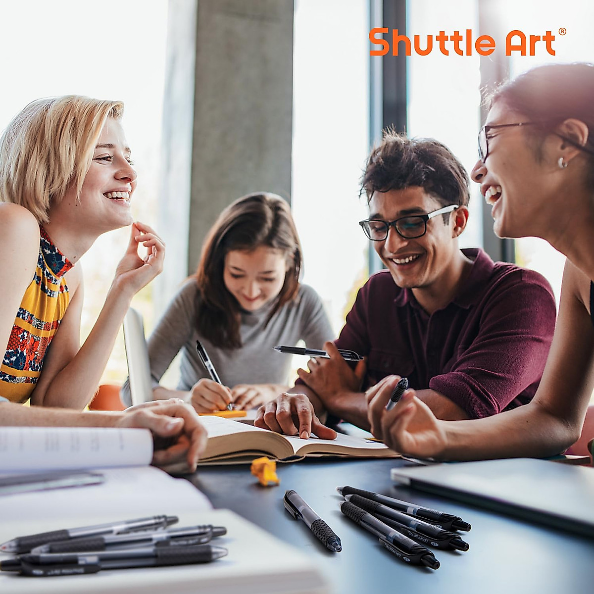 Shuttle Art Black Gel Pens, 48 Pack(20 Gel Pens with 28 Refills) Retractable Medium Point Rollerball Gel Ink Pens Smooth Writing with Comfortable Grip for Office School Home Work