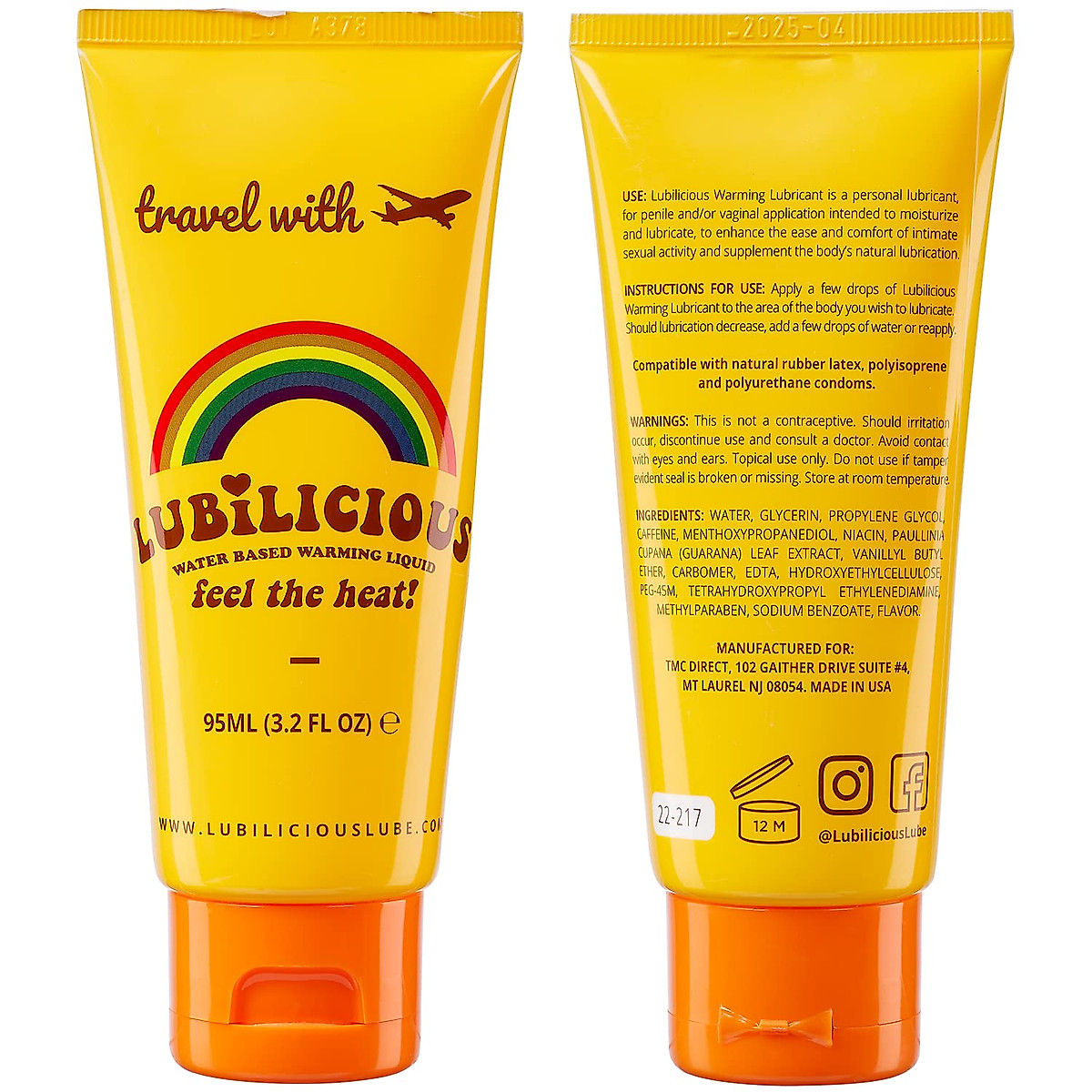 Lubilicious Warming Lube Flip Top Tube 3.2 oz – Water Based Lubricant for Gentle Warming Lubrification for Her – Personal Lubricant and Water Based Lube – Trusted Lubricants for Privacy