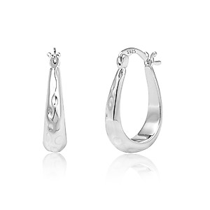 Sterling Silver Hoop Earrings for Women Silver Oval Earrings Hypoallergenic U Shaped Hoops Earrings Silver Jewelry