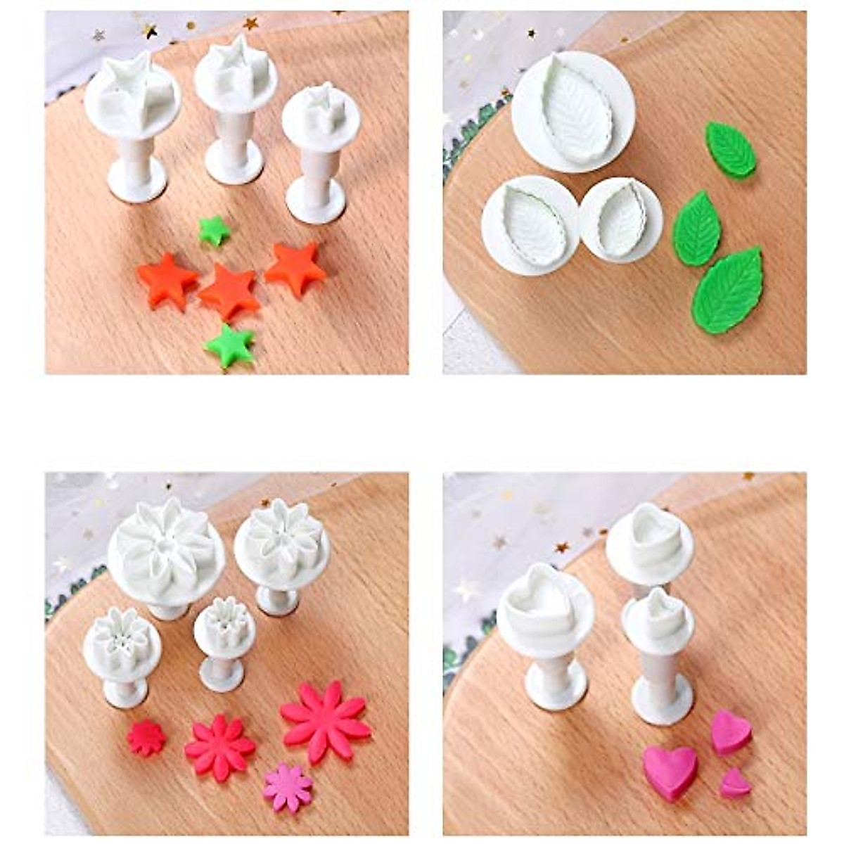33 Piece Fondant Cake Cookie Plunger Cutter Sugarcraft Flower Leaf Butterfly Heart Shape Decorating Mold DIY Tools